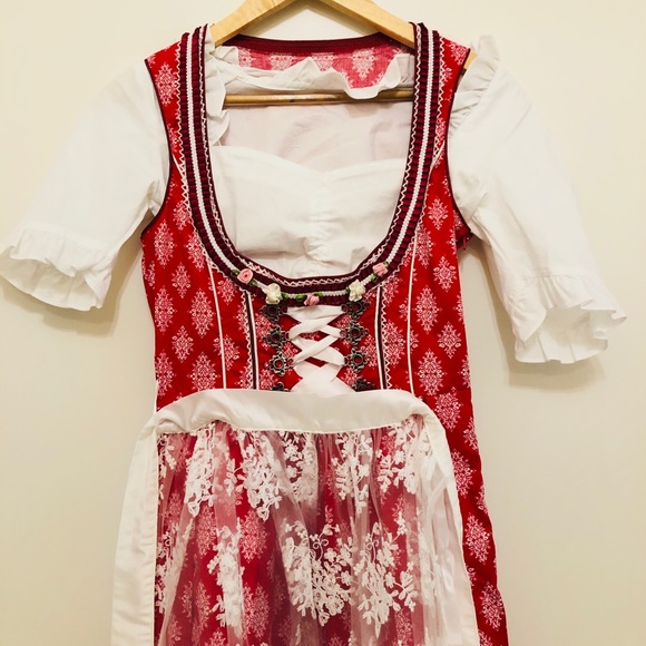 Amisu | Dresses | Stunning Beautiful Red German Dirndl | Poshmark